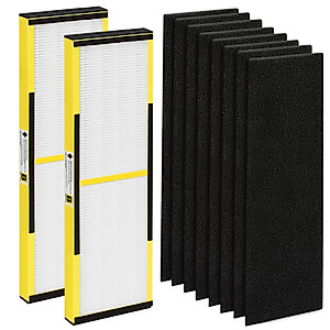 FLT4825 Filter B True HEPA Replacement Compatible with Air Purifier Models AC4825 AC4300 AC4800 AC4850PT AC4900CA AC4820 AP2200CA with 8 Activated Carbon Pre-Filters Yellow