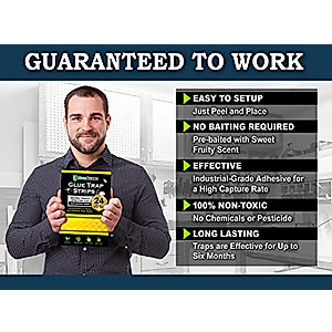 MaxGuard Glue Trap Strips (24 Traps) Non-Toxic Extra Sticky Glue Board Pre-Baited with Fruity Scent Attractant Trap & Kill Insects, Bugs, Spiders, Crickets, Scorpions, Cockroaches, Centipedes, Mice