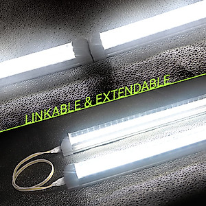 Monios-L LED Shop Light 2FT 5000K 20W, T8 V-Shaped 2500lm Daylight,Linkable Utility Ceiling Lights, Garage Lighting, Integrated LEDs Tubes for Workshop, Workbench, Basement, Plug & Play 6-Pack