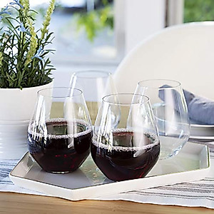 Spiegelau Authentis Wine Glasses, Set of 4, European-Made Lead-Free Crystal, Modern Stemless, Dishwasher Safe, Professional Quality Stemless Wine Glass Gift Set, 22 oz