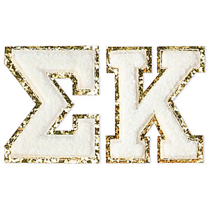Sorority Shop Sigma Kappa Chenille Letter Stickers - Adhesive Back, Set of 2 Greek Letters