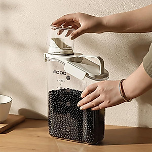 WINIAER Airtight Rice Storage Container with Measuring Cup, 3 to 5 lbs Cereal Dry Food Containers Dispenser, Pet Dog Cat Food Container Box, BPA Free Clear Plastic Containers