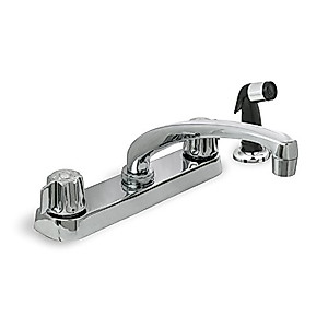 Highcraft 393I6 Kitchen Faucet Two Handle with Interchangeable Gerber Style, with Polished Durable Solid Brass Body Compressed Valve Pop Up Lead-Free Construction Chrome Plated Finish