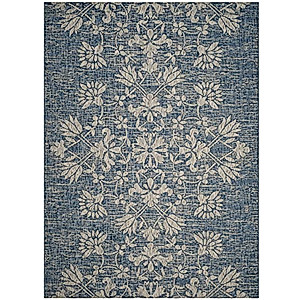 SAFAVIEH Courtyard Collection 9' x 12' Navy/Grey CY8064 Indoor/-Outdoor Waterproof Easy-Cleaning Patio Backyard Mudroom Area-Rug