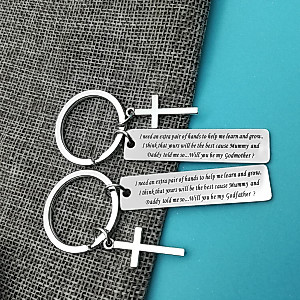 Godparents Gifts from Godchild Will You Be My Godfather/Godmother Keychain Set Godparent Proposal Gifts Godmother Keychain Godfather Gifts Christening Gift for Godmother Godfather