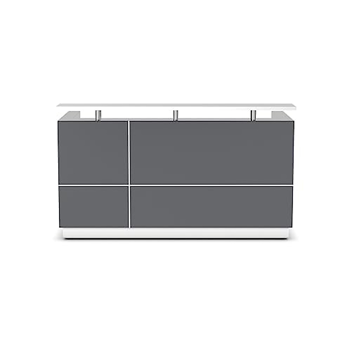 GW FURNITURE Modern Space Grey Reception Desk (71 inch) with Quartz Stone Counter TOP