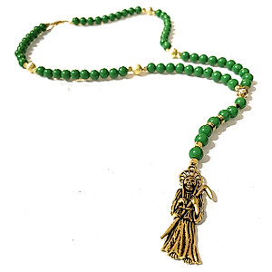 Acrylic Holy death's necklace, rosary style. Collar de la Santa Muerte de acrilico estilo rosario. Grim reaper Y style necklace.