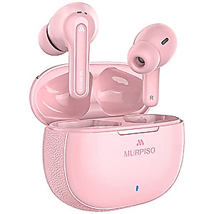 MURPISO Wireless Earbuds, Active Noise Cancelling Bluetooth5.2 Deep Bass Headphones with 4 Mics, 35 Hours Playtime, IPX6 Waterproof Earphones, in-Ear Bluetooth Earbuds for iPhone Android Pink
