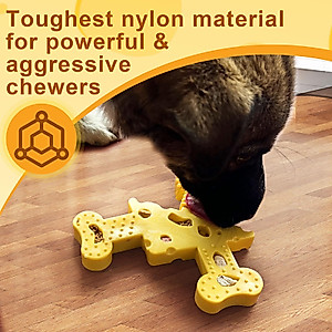 Generic Novel Multipurpose Running Cheese Chew Bone Toys with Treats Pocket for Aggressive Chewers - Durable Nylon Dog Toys with Cheese Flavor for Large Medium and Small Breeds