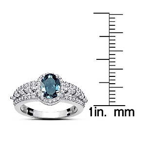 Ice Gems Sterling Silver London Blue and White Topaz Oval Ring