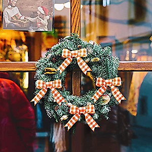 2 Inch 6.5 Yards Thanksgiving Christmas Buffalo Plaid Ribbons Rolls Wired Edge Gingham Ribbon for Crafts Bow Making Floral Wreath Garland Supplies(Orange and White)