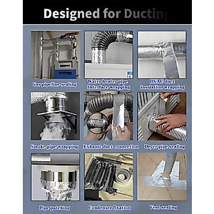 Thicker Aluminum Foil Tape 2inch x 50 Feet Foil Thick of 4mil Industrial Grade HVAC Metal Tape Heavy Duty Silver Duct Tape for Sealing& Insulation Ductwork, Exhaust Pipe, Air Vents, AC, Dryer, Furnace