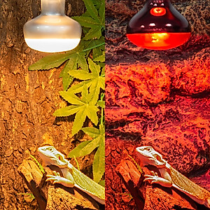 REPTIZOO Reptile Dual Lamp Fixture Heat Lamp Bulb Combo Pack includes 100W UVA Daylight Heating Lamp and 100W Infrared Heat Emitter Infrared Basking Spot