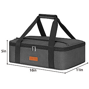 PFFVRP Insulated Casserole Carrier for Hot or Cold Food, Reusable Insulated Food Carrier for Potluck Parties, Picnic, Cookouts, Fits 11 x 15 or 9 x 13 Lasagna Pan, Casserole Dish, Baking Dish（Gray）