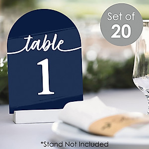 Big Dot of Happiness Navy Blue Elegantly Simple - Wedding Receptions, Parties or Events Double-Sided 5 x 7 inches Cards - Table Numbers - 1-20