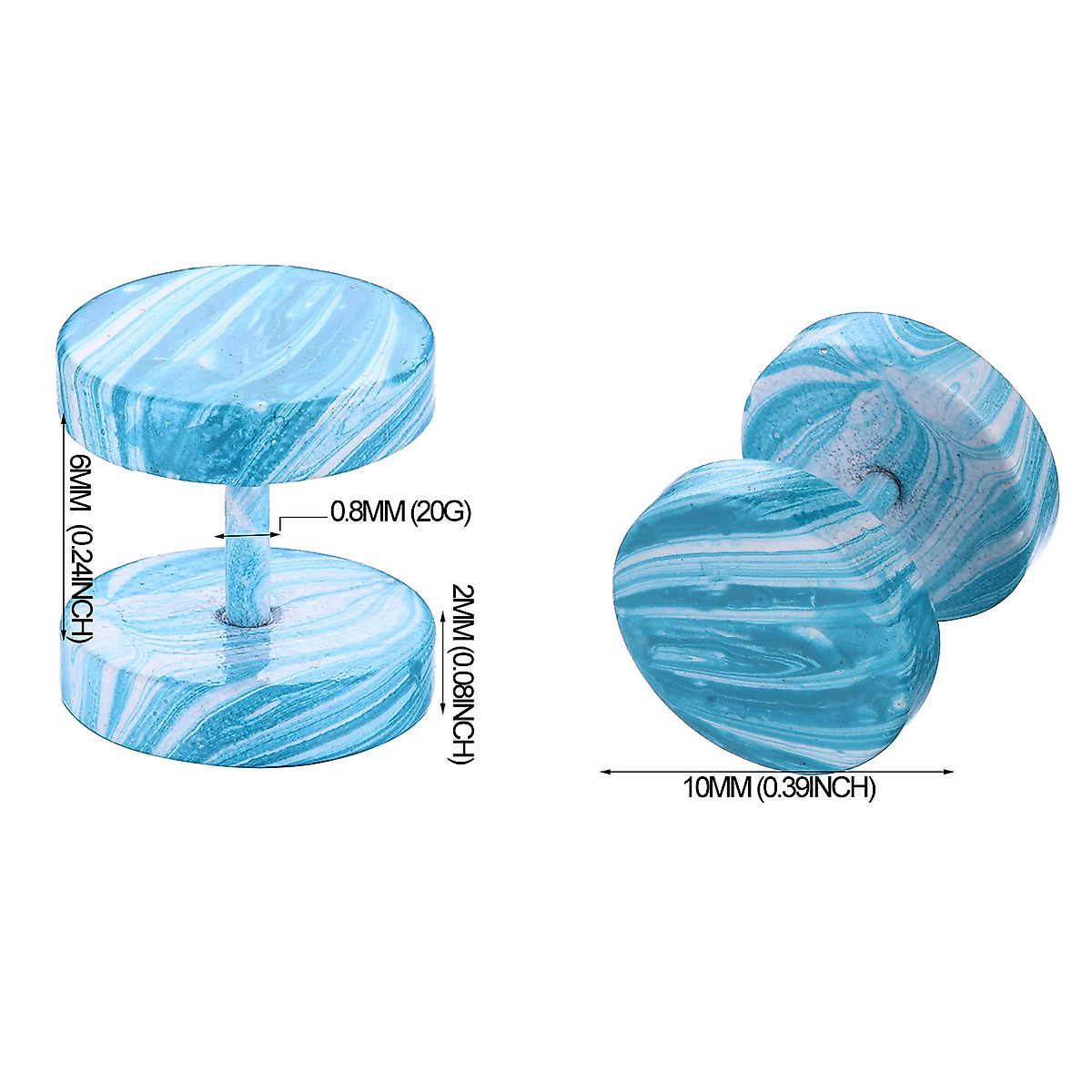 FIBO STEEL12 Pairs Faux Gauge Earrings Stainless Steel Stud Earrings for Men Women Cheater Fake Ear Plugs Gauges Tunnel