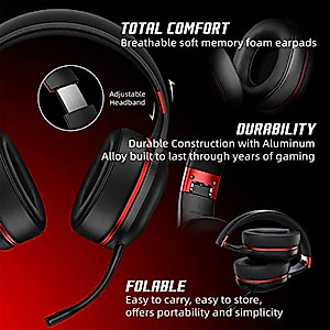 2.4GHz Bluetooth Wireless Gaming Headset for PS4 PS5 PC Nintendo Switch, Wireless Gaming Headset with Detachable Noise Canceling Microphone 30H Playtime PS5 Headset Wireless Headset for Gaming