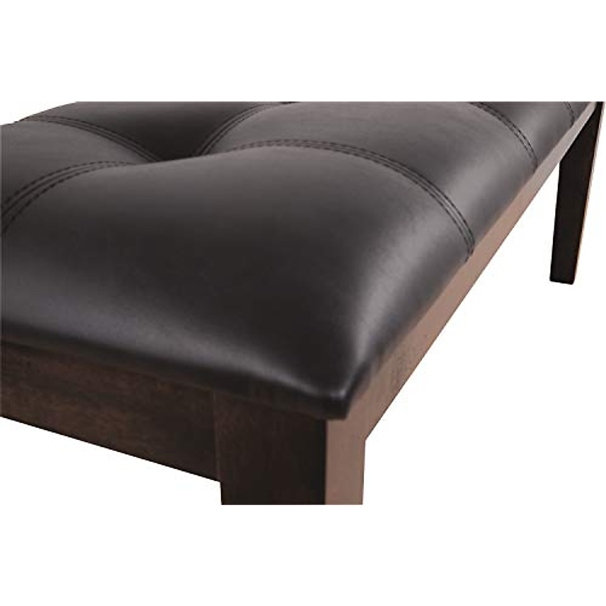 Signature Design by Ashley Haddigan Traditional Upholstered Dining Room Bench, Dark Brown