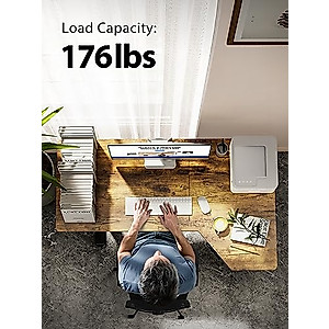 Marsail L Shaped Electric Standing Desk, 55x34 Inch Standing Desk Adjustable Height with Headphone Hook, Large Computer Desk Sit Stand Desk for Home Office Sturdy Writing Workstation