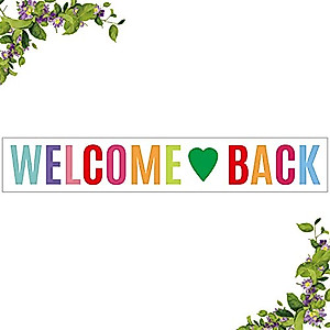 INNORU Large Welcome Back Banner, White Homecoing Returning Party, Back Home, Retirement Party Outdoor Decoration (9.8 x 1.6 feet)