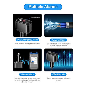 TKSTAR Car GPS Tracker Device - Hidden GPS Tracker for Vehicles, GPS Locator with USB & Type-C Charging Port, Hidden Tracking Devices Compatible with 9-32V - TK818