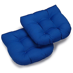 Blazing Needles 19-inch U-Shaped Twill Tufted Dining Chair Cushion (Set of 2) Royal Blue
