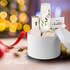 Round Gift Boxes with Lids Flower Boxes for Arrangements White Round Boxes Set of 4 Nesting Gift Boxes with Lids for Flowers Arrangements Empty, Bridesmaid, Proposal, Wedding, Birthday, Party Favor