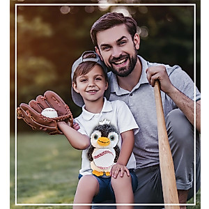 DolliBu Penguin Stuffed Animal with Baseball Plush - Soft Huggable Penguin, Adorable Playtime Plush Toy, Super Soft Plush Doll Animal Toy for Kids and Adults - 8 Inches