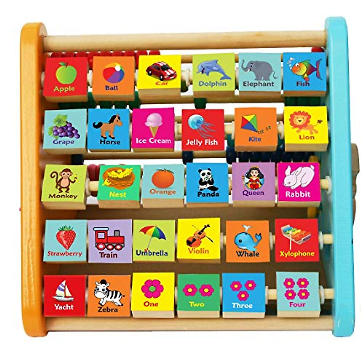 TOWO Activity Centre Triangle Toys - flip Flop Alphabet Blocks Abacus Clock - Activity Cube for Toddlers 5 in 1- Toys for Babies Montessori Learning-Wooden Toys for 1 Year Old