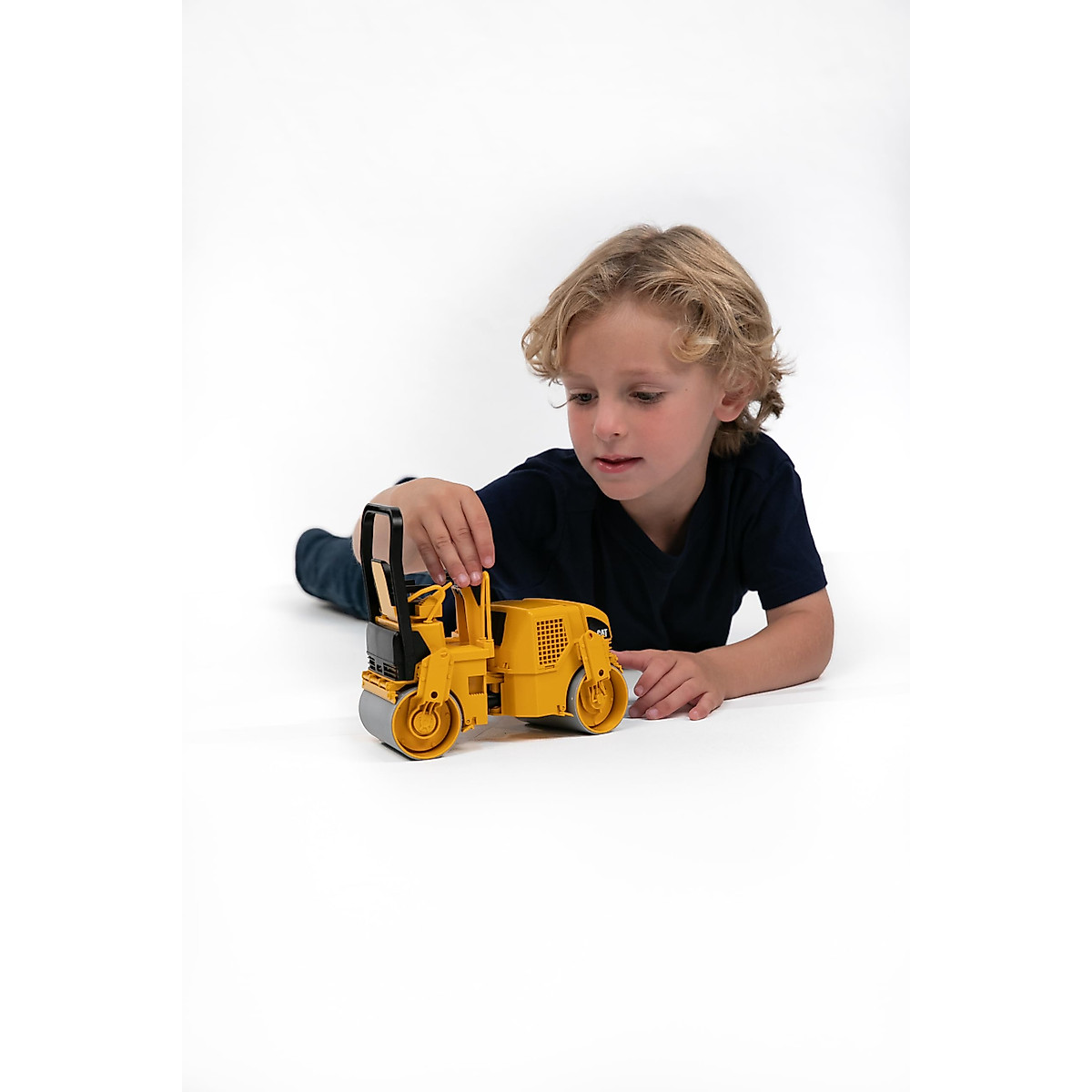 Bruder Toys - Construction Realistic CAT Asphalt Drum Compactor Vehicle with Articulated Steering - Ages 3+