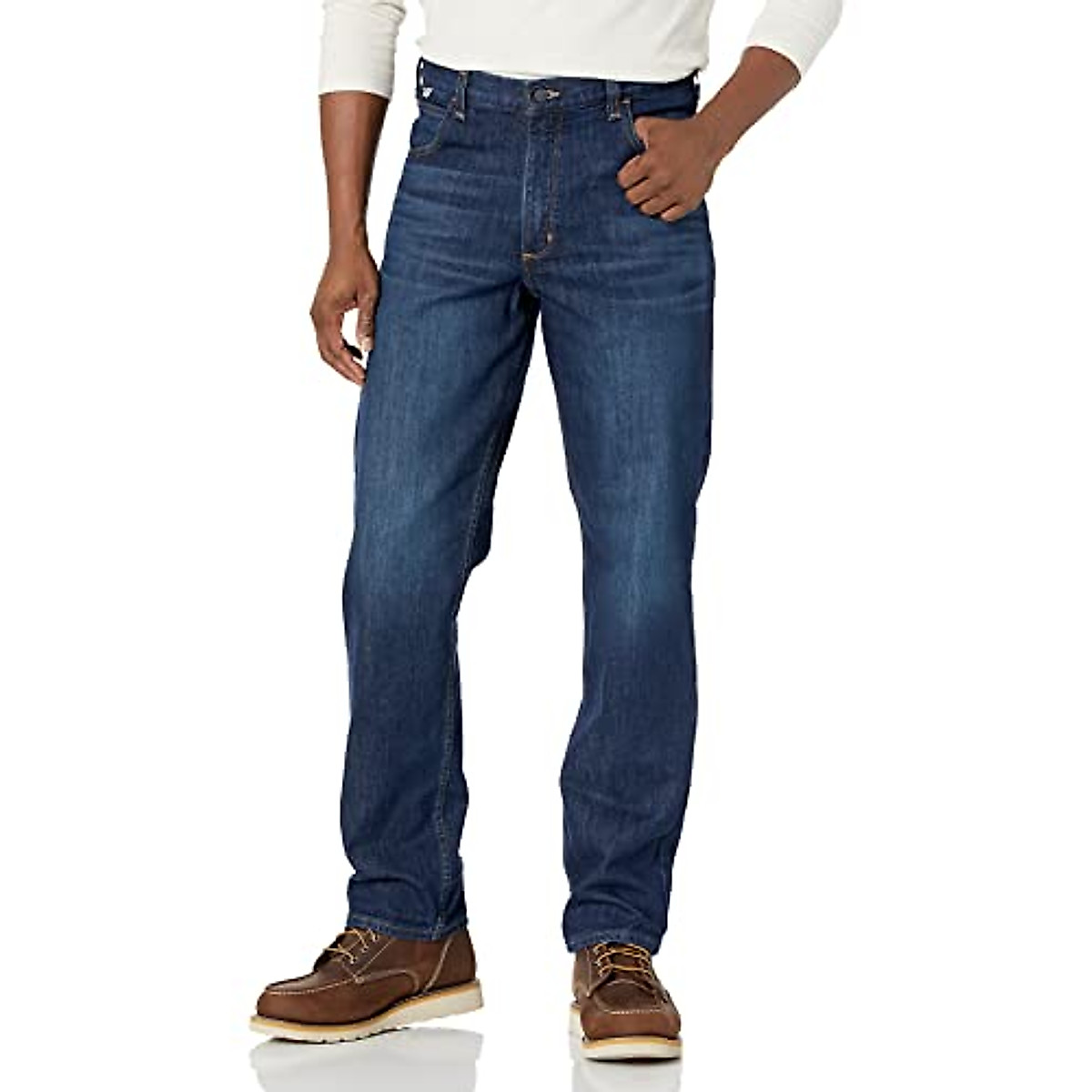 Carhartt Men's Flame-Resistant Rugged Flex Straight Fit 5-Pocket Jean, Midnight Indigo, 40 x 32