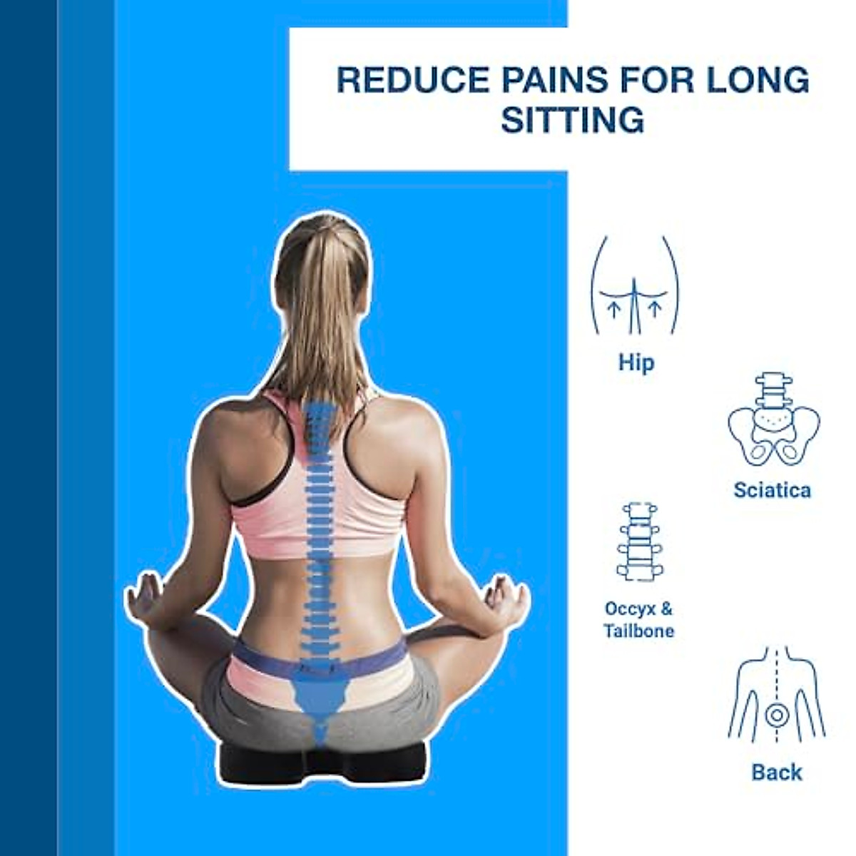 Swiftease Memory Foam Seat Cushion for Chair Long Sitting Hours Office Desk Car Chair Butt Pillow Body Travel Wheelchair Premium Gaming School Pain Relief and Travel Carrying Bag Included