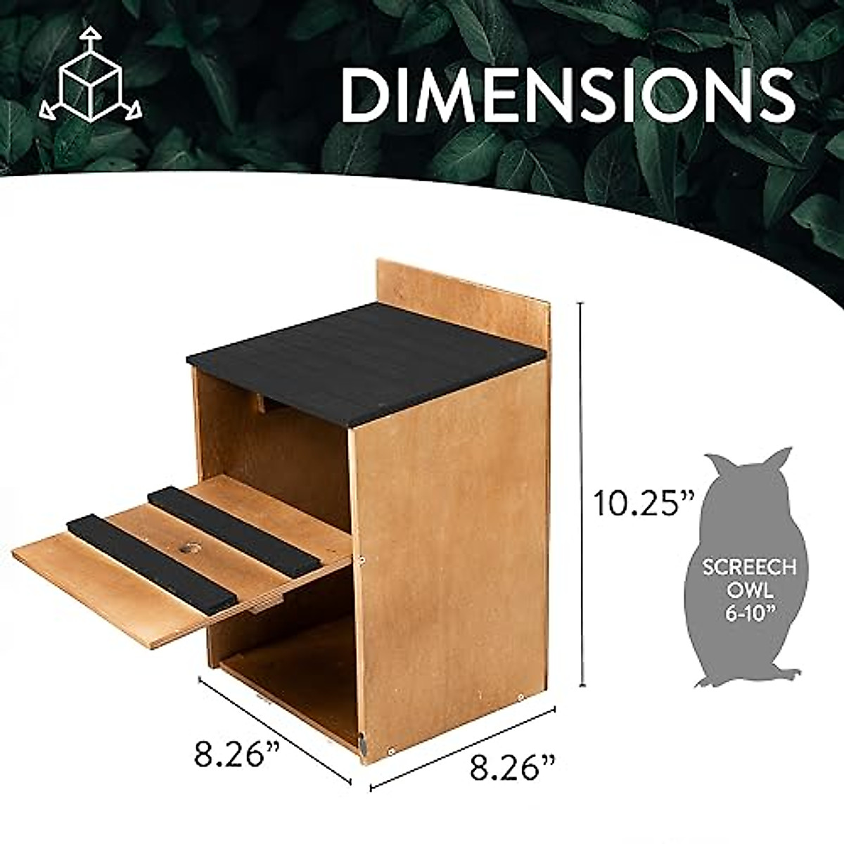 Kind Innovations Owl House DIY Easy Build Kit Owl Nesting Boxes Owl w/Perch Box for Outside Screech Owl Nesting Box Barn Owl bat Houses for Outdoors Owls Nest Squirrel Nesting Box (Flat Roof)