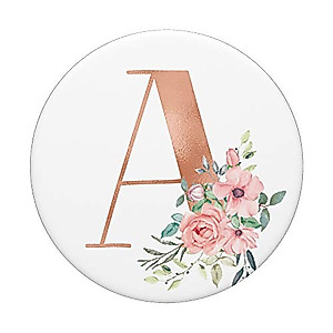 Rose Blush Floral Monogram Letter A Pretty Pink Flowers PopSockets PopGrip: Swappable Grip for Phones & Tablets