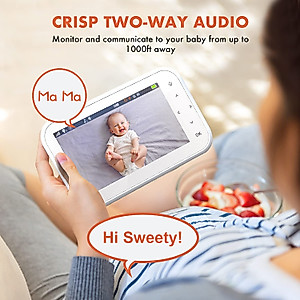 REXING BM1 Baby Monitor w/Recording Capabilities 4.5” IPS Display, 720p Video/Audio, Two-Way Talking, Microphone/Speaker, 1000ft Range, Night Vision,Thermal Monitor, Cry/Sound Detection,Lullaby Music