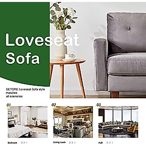 Bettermade Loveseat Sofa,Futon Sofa for Living Room, Velvet Cover Modern Design Couch,Tools-Free Assemble,2 Seats with 600 LB Load,Gray