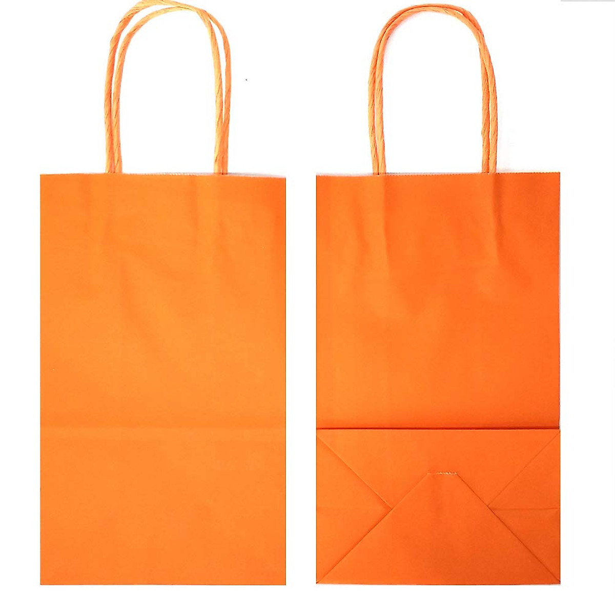 AZOWA Orange Gift Bags Medium Size Kraft Paper Bags with Handles (9.8 x 7.5 x 3.9 in, Orange, 25 Pcs)