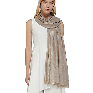 PANTONIGHT Women's Sparkling Metallic Evening Shawl Lightweight Wedding Shawl Extra Large Dressy Shawls and Wraps for Party (CHAMPAGNE GOLD 2511)