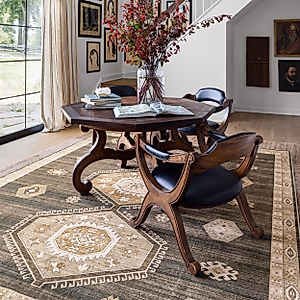 Rugs USA x Lauren Liess Taro Medallion Machine Washable Area Rug, 8x10, Dark Brown