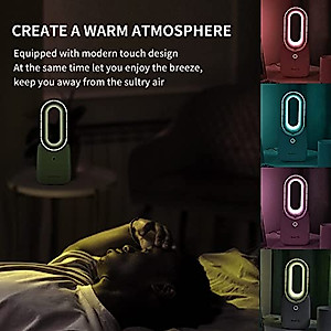 let'me Desk Fan, 11.8 Inch Portable Bladeless Fan Small Personal Cooling Fan with 5 Colors Touch Control LED Light, Quiet USB Table Fan for Home, Office, Bedroom Summer Gift