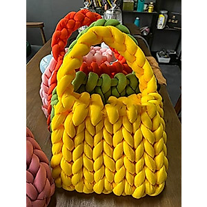 Women's Knit Clutch Bag Handmade Woven Knit Satchel Purse Handbag Shoulder Solid Color Bag