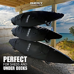 Best Marine and Outdoors Kayak Storage Rack, 2 Premium Wall Mount Racks for Kayaks & SUP Paddle Boards, 125lb Weight Capacity, Indoor Outdoor Paddleboard & Kayaking Accessories