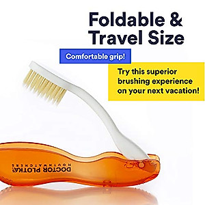 MOUTHWATCHERS Dr Plotkas Extra Soft Flossing Toothbrush, Folding Travel Toothbrush for Adults, Ultra Clean Toothbrush, Good for Sensitive Teeth and Gums, 4 Pack