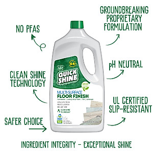 Quick Shine Multi Surface Floor Finish 64oz | Cleaner & Polish to use on Hardwood, Laminate, Luxury Vinyl Plank LVT, Tile & Stone | Safer Choice w/Clean Shine Technology | Protect-Refresh