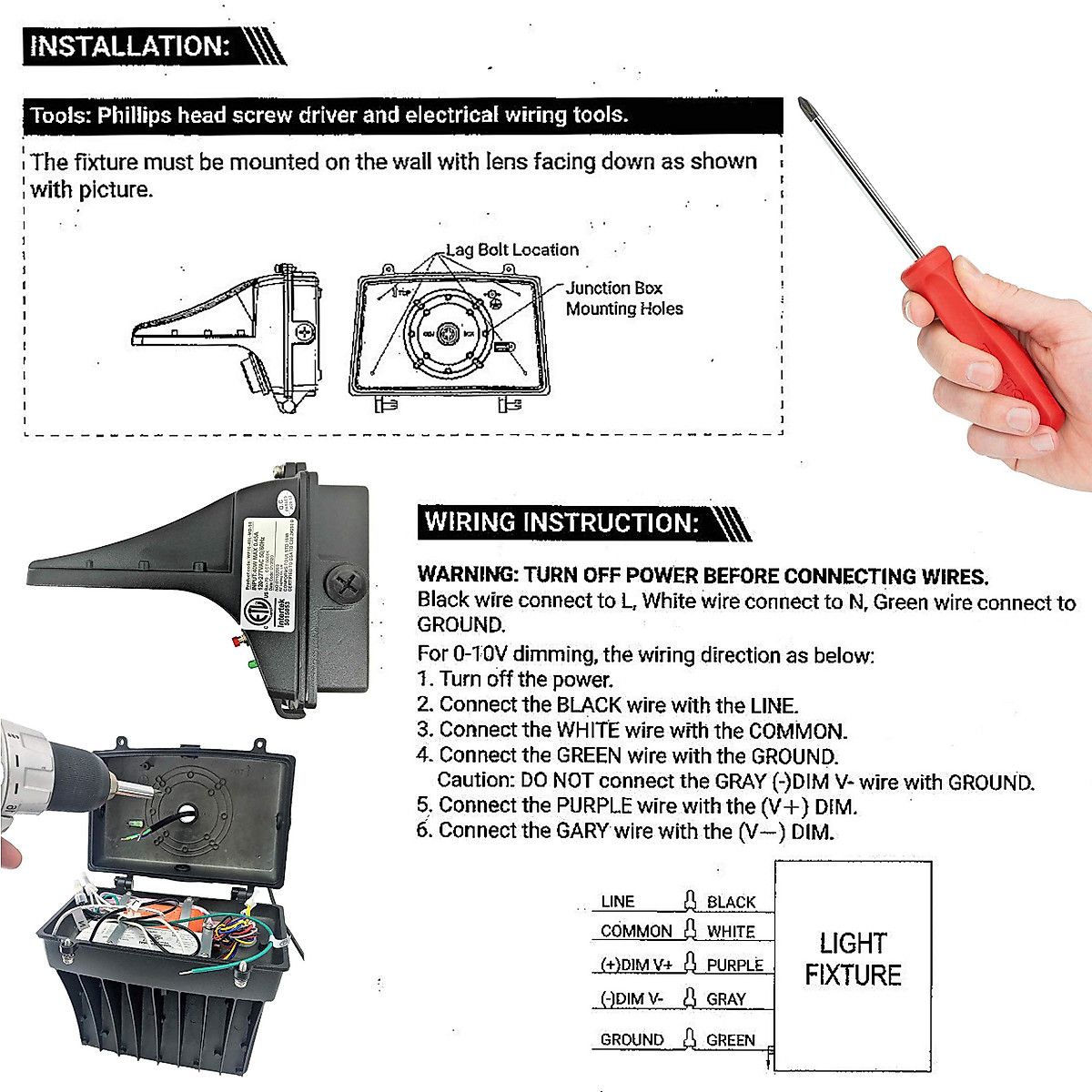 E2 lighting-LED Full Cut-Off Wall pack-40W with 2-in-1 Motion Sensor and Daylight Harvest, 90 Minutes Emergency Battery Backup, Wall Mount, dimmable, ROHS - UL, and DLC Certified