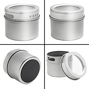 Set of 12 Magnetic Spice Jars for Refrigerator, Seasoning Containers with Shaker Lids, 269 Preprinted Sticker Labels for 3oz Herb Tins