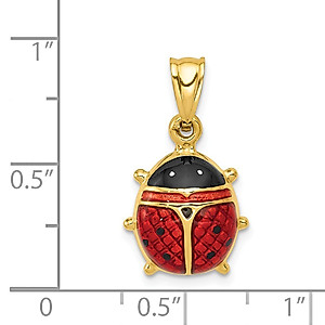 Sonia Jewels 14k Yellow Gold Enameled Ladybug Charm Pendant - 22mm x 11mm