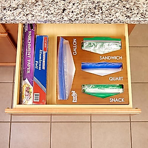 Panda Pantry Storage Bag Organizer with Magnetic Lid | Bamboo Kitchen Drawer Organizer and Bag Storage | Space-Saving Kitchen Drawer Organization | 12.5" x 12" x 3.25"