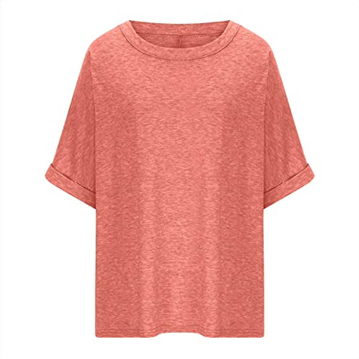 DASAYO Women Plus Size Tshirts Tops Crew Neck Solid Half Sleeve Shirt Tunic Comfy Casual Summer Plain Loose Blouse T Shirts