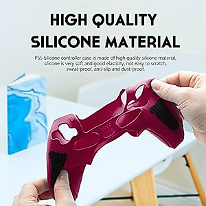 PS5 Controller Skin Anti-Sweat, Anti-Slip,and Dustproof PS5 Silicone Controller Case PS5 Controller Accessories for Playstation 5 Controller Skin(CosmicRed)